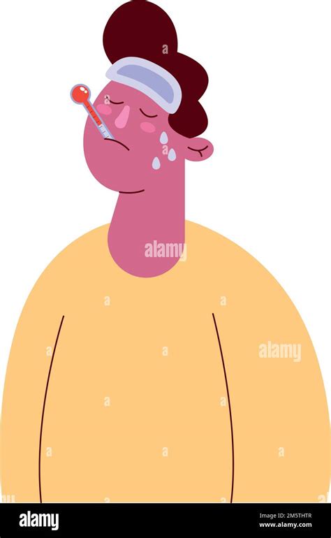 Man Sick With Fever Character Stock Vector Image And Art Alamy
