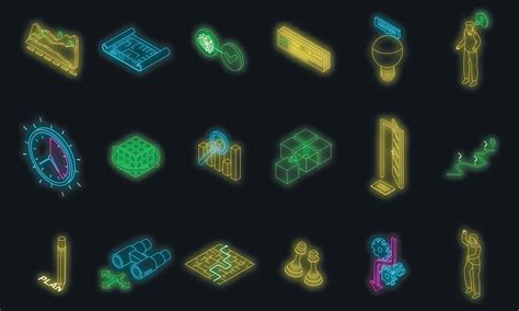 Problem Solving Icons Set Vector Neon 12321184 Vector Art At Vecteezy