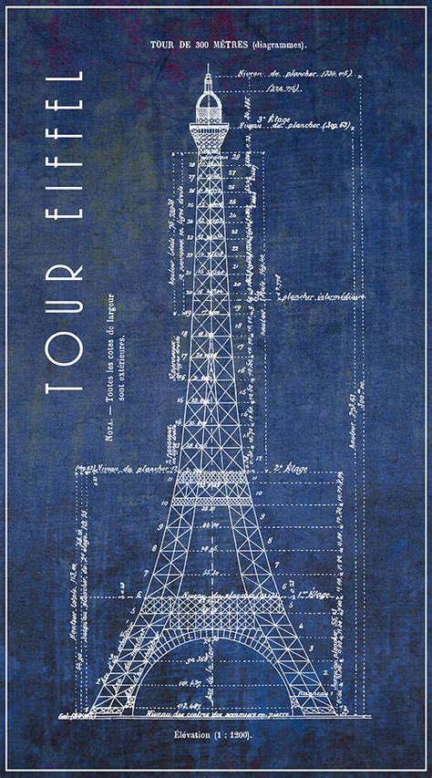Eiffel Tower Engineering Blueprint 1886 Digital Art By Daniel Hagerman