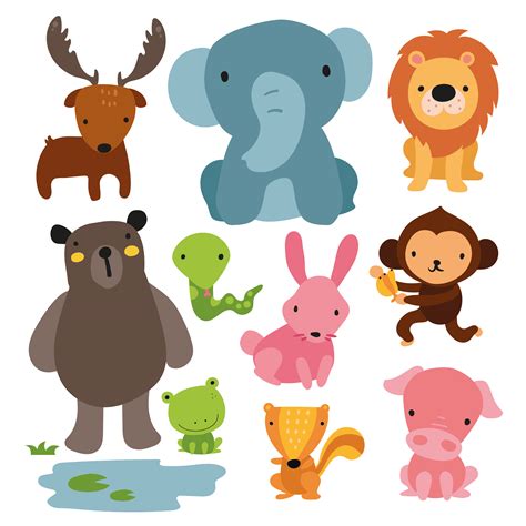 Cartoon Animals Character Vector Illustrations