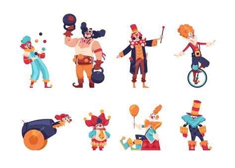 Premium Vector Clowns Cartoon Jokers And Jesters Comedians With Funny