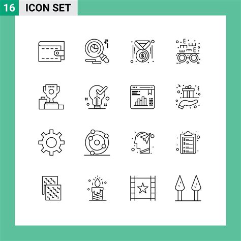 16 User Interface Outline Pack Of Modern Signs And Symbols Of Goblet Champion Dollar Ceremony