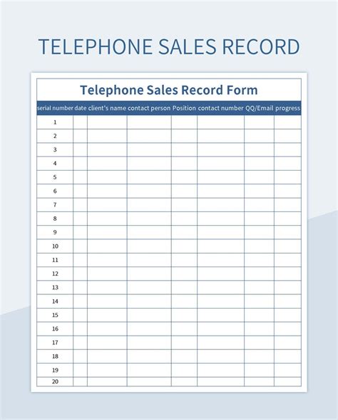 Telephone Sales Record Form Excel Template And Google Sheets File For Free Download Slidesdocs