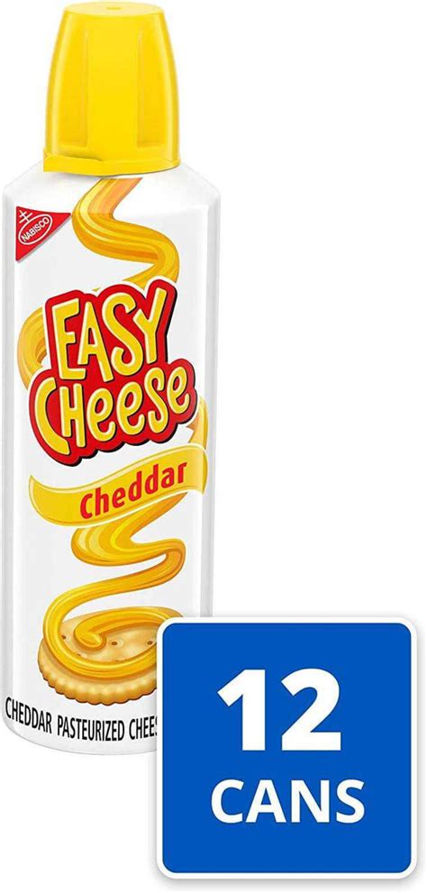 Easy Cheese Cheddar Cheese Snack 8 Oz Cans Pack Of 12