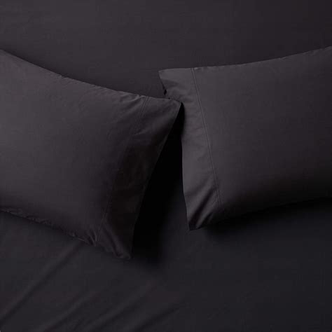 Organic Cotton Percale 400 Thread Count Black Queen Sheet Set Reviews Cb2 Canada