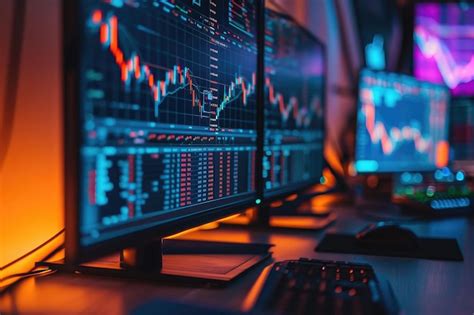 Premium Photo This Photo Showcases A Desk Equipped With Three Computer Monitors And A Keyboard