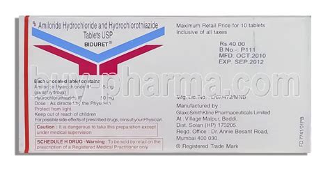 Buy Biduret Amiloride Hydrochlorothiazide Online