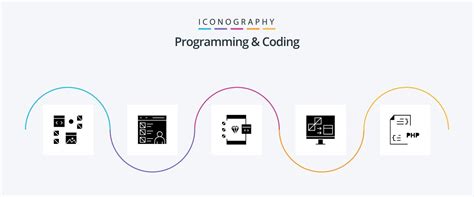 Programming And Coding Glyph 5 Icon Pack Including Development Coding Develop Development