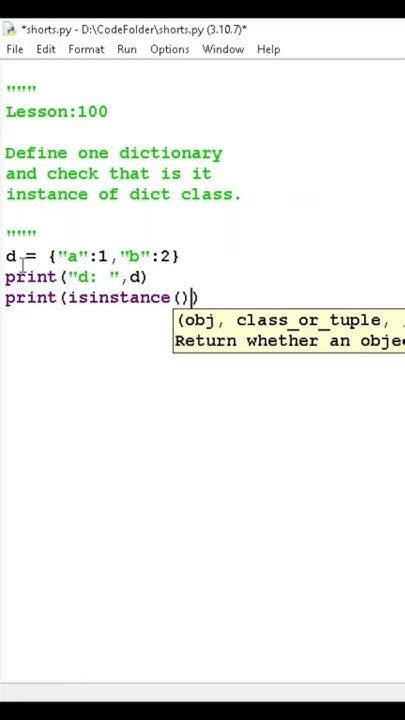 Isinstance Function In Python To Verify Class Of An Object Shorts