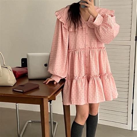 빅카라 러블리 레이스 프릴 카라 캉캉 A라인 원피스 661958