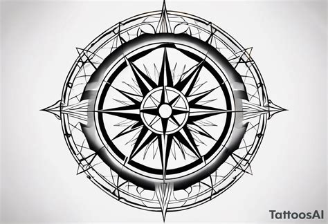 A Classic Compass Rose As The Central Elementoverlaying The Compass Rose Is A Simplified