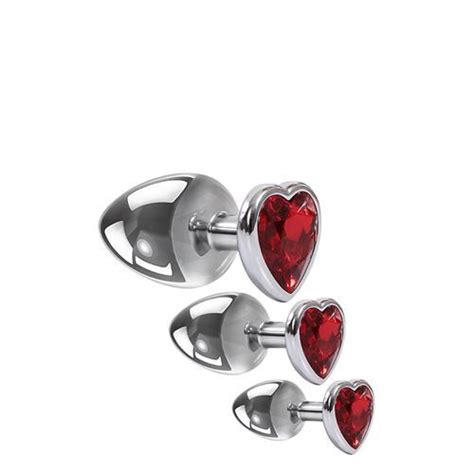 Adam And Eve Set Van 3 Metalen Anaalplugs Met Rood Hartjes Sieraad