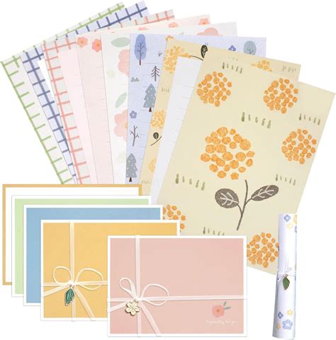 Ksiwre 48 Pcs Stationery Paper And Envelopes Set16 Pcs Lined