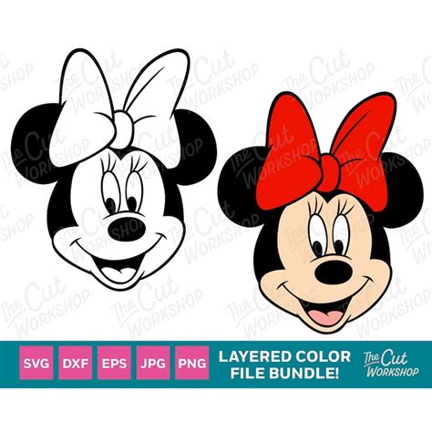 Minnie Mouse Head Face Smiling 1 Color And Layered Bundle Inspire