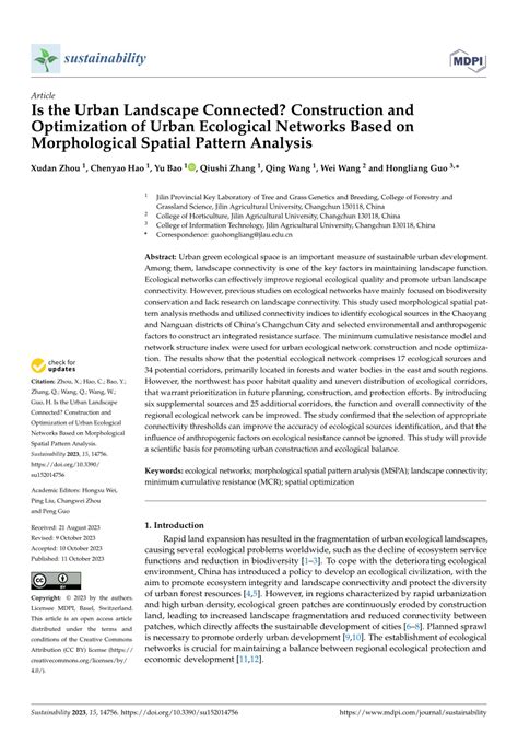 Pdf Is The Urban Landscape Connected Construction And Optimization Of Urban Ecological