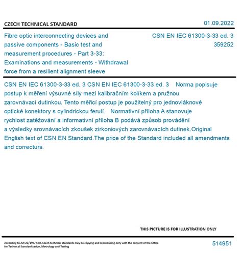 CSN EN IEC 61300 3 33 Ed 3 Fibre Optic Interconnecting Devices And Passive Components Basic
