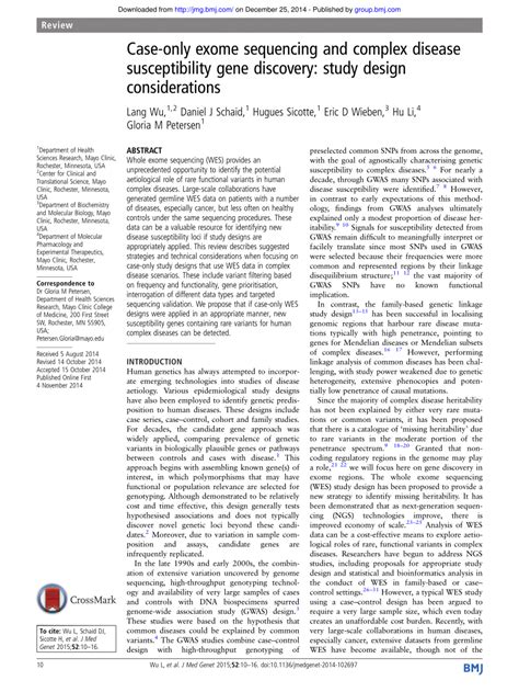Pdf Case Only Exome Sequencing And Complex Disease Susceptibility