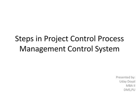 Steps In Project Control Process Ppt