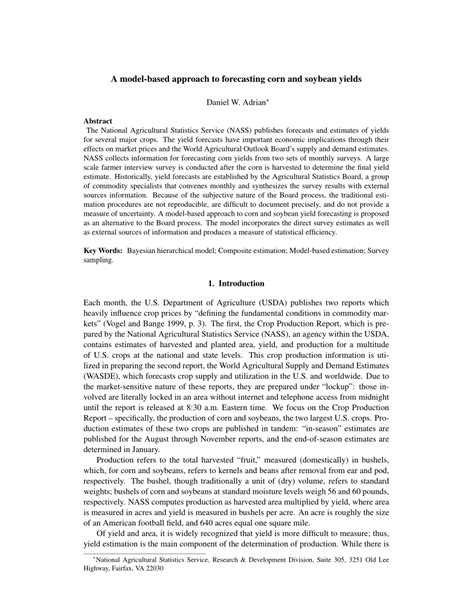 Pdf A Model Based Approach To Forecasting Corn And Soybean Yields