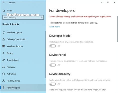 Turn On Or Off Developer Mode In Windows 10 Tutorials