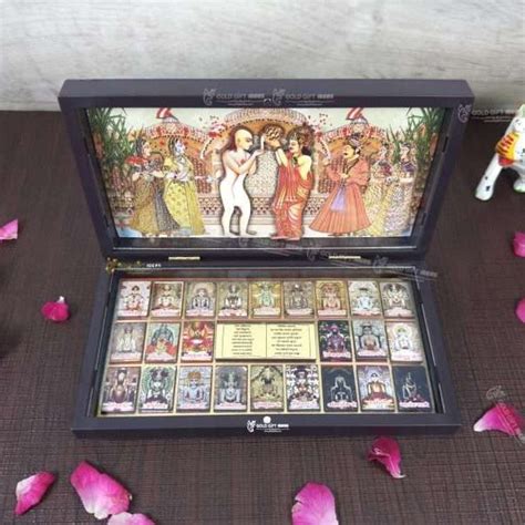 Goldtideas 24k Gold Plated Jinvara Jain Photo Frame With 24 Tirthankar Darshan Jain