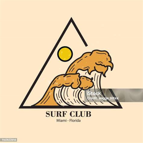 벡터 일러스트 레이 션 스타일 빈티지 서핑 테마 배지 디자인 티셔츠 프린트 포스터 스티커 및 기타 용도 Surfing Event에 대한 스톡 벡터 아트 및 기타 이미지