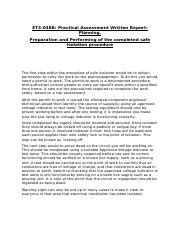 Safe Isolation Procedure Docx ET3 038B Practical Assessment Written Report Planning