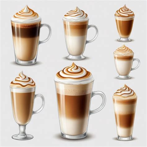 Premium Vector Latte Vector Set White Background Isolated