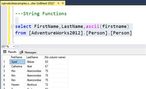 Sql Ascii Funtion