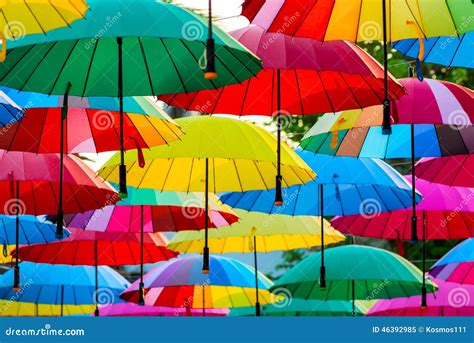 Beautiful Multi Colored Umbrellas Stock Image Image Of Crowd Colored