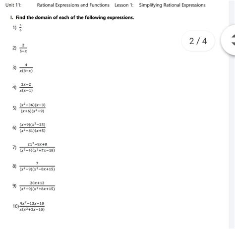 Solved Unit Rational Expressions And Functions Lesson Chegg