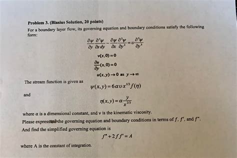 Solved Problem 3 Blasius Solution 20 Points For A