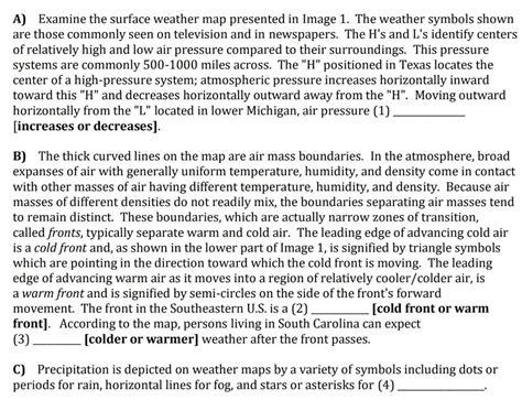 Solved A Examine The Surface Weather Map Presented In Chegg Com