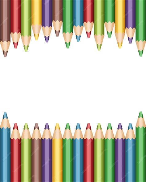 Premium Vector Pencil Border Multicolored Pencils On A White