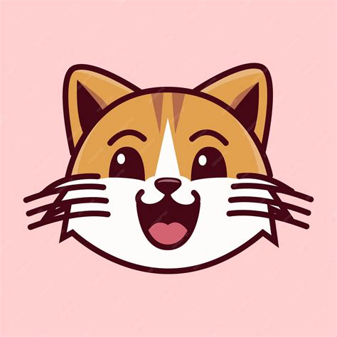 Premium Vector Happy Cute Cartoon Cat Face