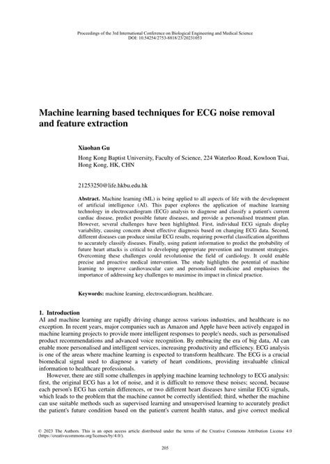 pdf machine learning based techniques for ecg noise removal and