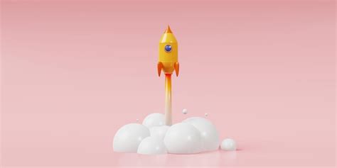 Premium Photo 3d Rendering Illustration Spaceship Rocket Launch On Pink Background 3d Startup