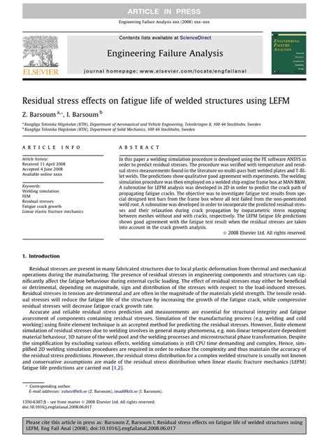 Pdf Residual Stress Effects On Fatigue Life Of Welded Structures Dokumen Tips