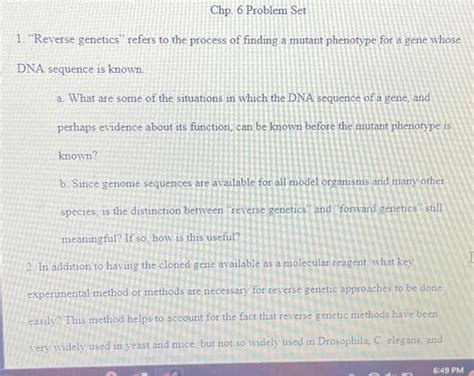 Solved Reverse Genetics Refers To The Process Of Finding A