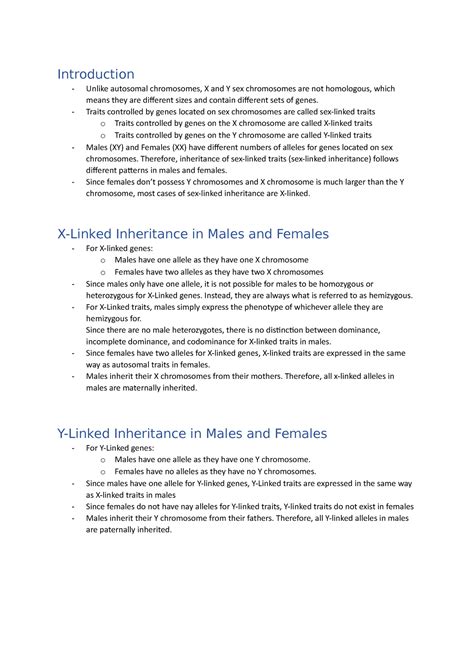 Sex Linked Inheritance Introduction Unlike Autosomal Chromosomes X