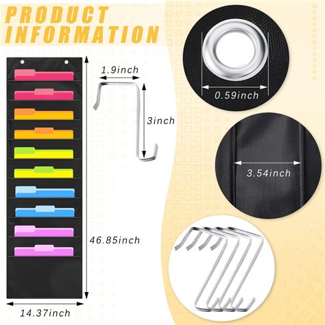 20 Pack Heavy Duty Storage Pocket Chart 10 Pockets Hanging Pocket Chart