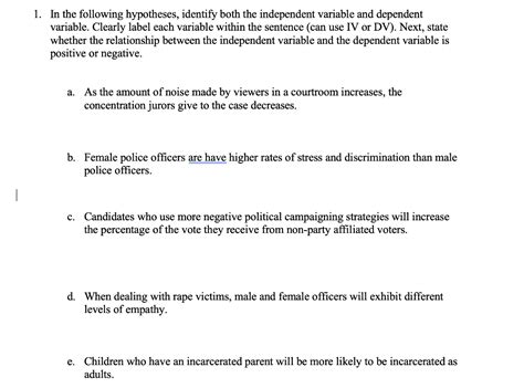 Solved 1 In The Following Hypotheses Identify Both The