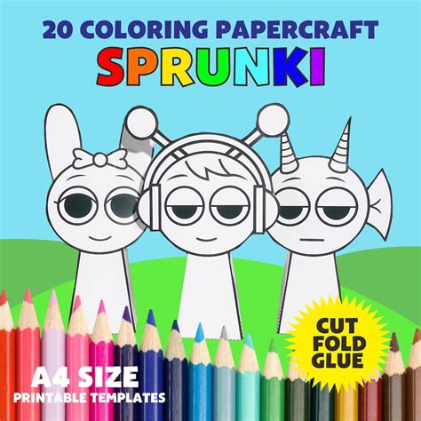 Sprunki Characters Coloring Papercraft 20 Printable A4 Pages Digital