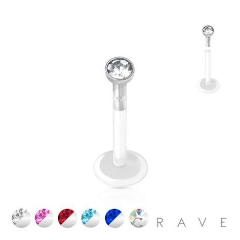 Bioflex Silicon Push In Retainer With 2mm Press Fit Clear Gem
