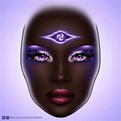 Raiden Shogun Ei Genshin Impact Inspired Makeup Face Chart Purple