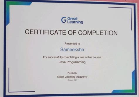 Sameeksha Chourasiya On Linkedin Im Happy To Share My Completion Certificate Of Java