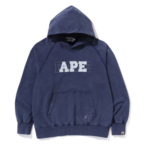 Bape Store® Japan Official Washed Effect Relaxed Fit Pullover Hoodie