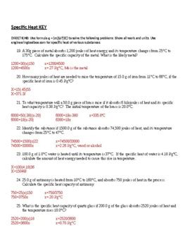 Specific Heat Practice By Schrim S Chem Teachers Pay Teachers