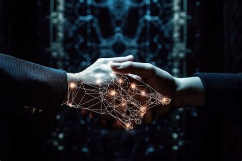 Premium Ai Image Handshake Of Human Man And Neural Networks With