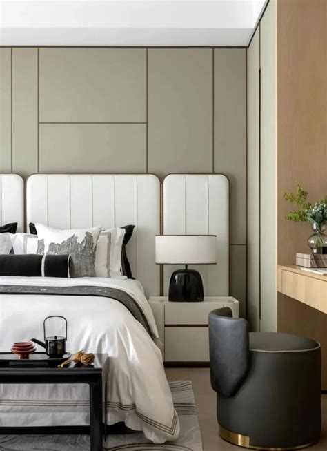 首发 × 吴滨｜353㎡大平层，新中式设计太美了！ Bed Headboard Design Bed Furniture